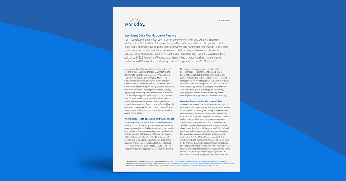 Intelligent Data Foundation Large Enterprise Finance Solution | Workday US