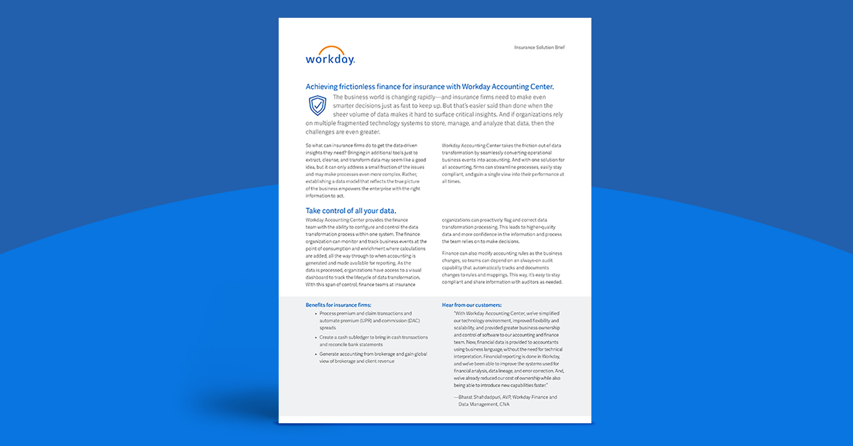 Workday US Accounting Center for Insurance | Workday US