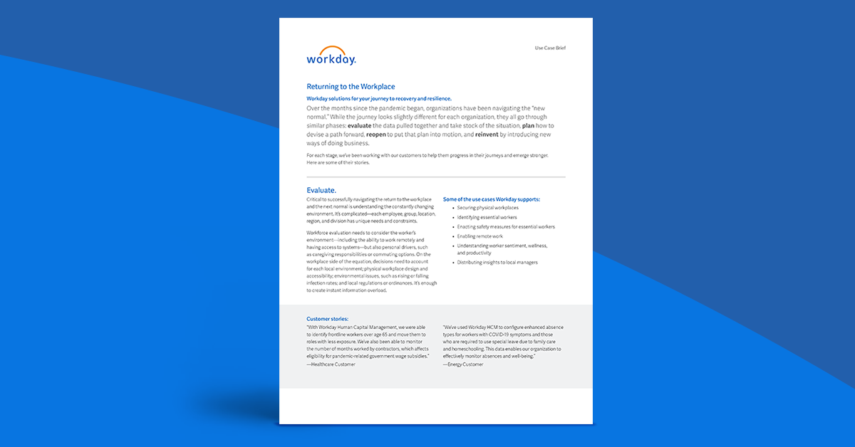 Return to Work Workday US Solutions | Workday US