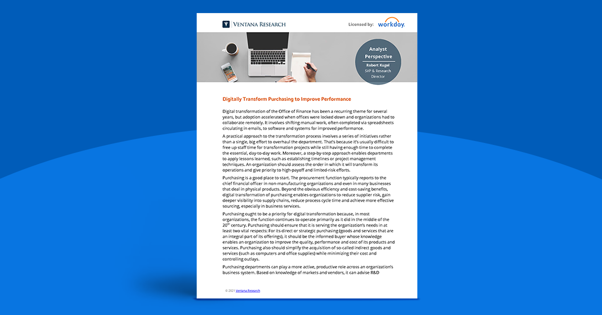Ventana: Digital Transformation of Procurement Purchasing Report ...