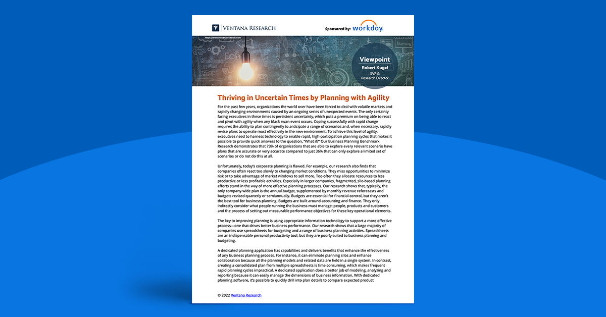 Thriving in Uncertain Times by Planning with Agility | Workday US