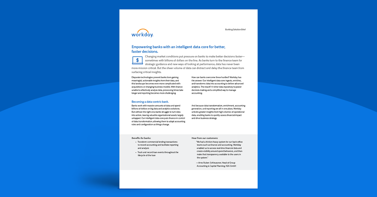 Intelligent Data Core in Banks | Workday US