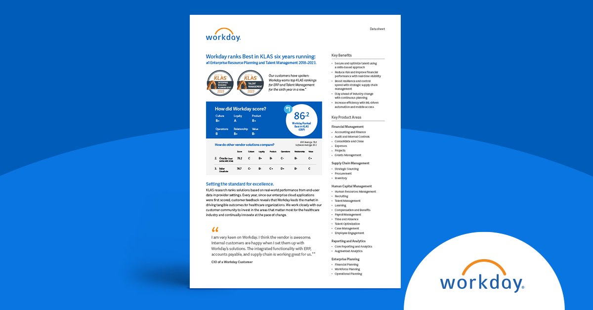 Workday US Ranked Best in KLAS Award in 2022 | Workday US