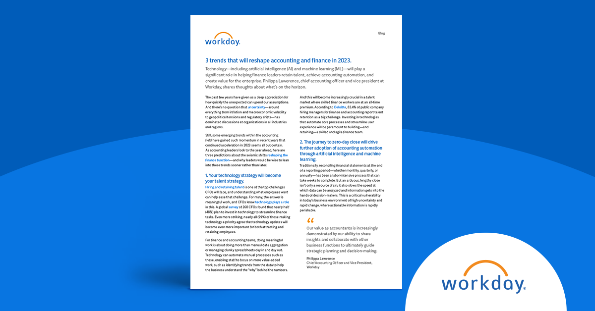 Three Trends That Will Reshape Accounting and Finance in 2023 | Workday US
