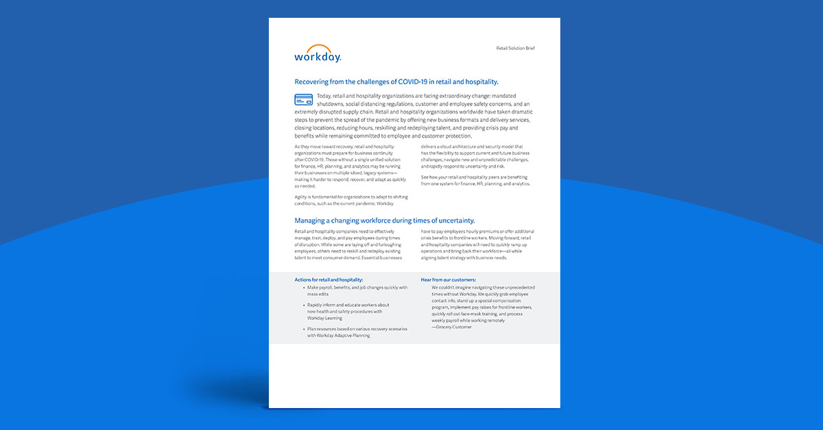 Workday US Helps Retail Deal with Disruption from COVID | Workday US