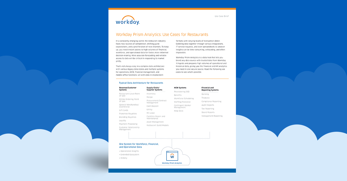 Workday US Prism Analytics Helps Restaurants Make Informed Decisions ... Workday US Prism Analytics Helps Restaurants Make Informed Decisions ...