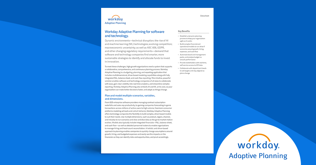 Workday Adaptive Planning for Software and Technology Companies | Workday