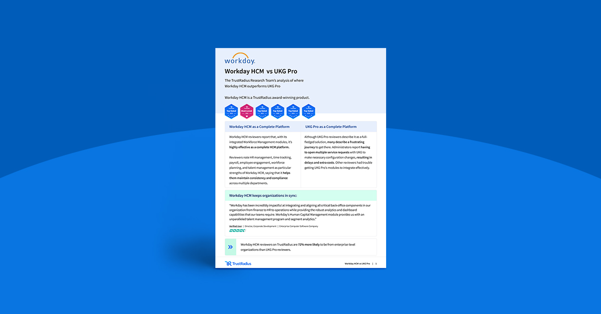 TrustRadius Report: Workday HCM vs. UKG Pro | Workday