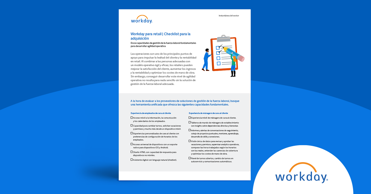 Checklist para la adquisición para retail de gestión | Workday ES