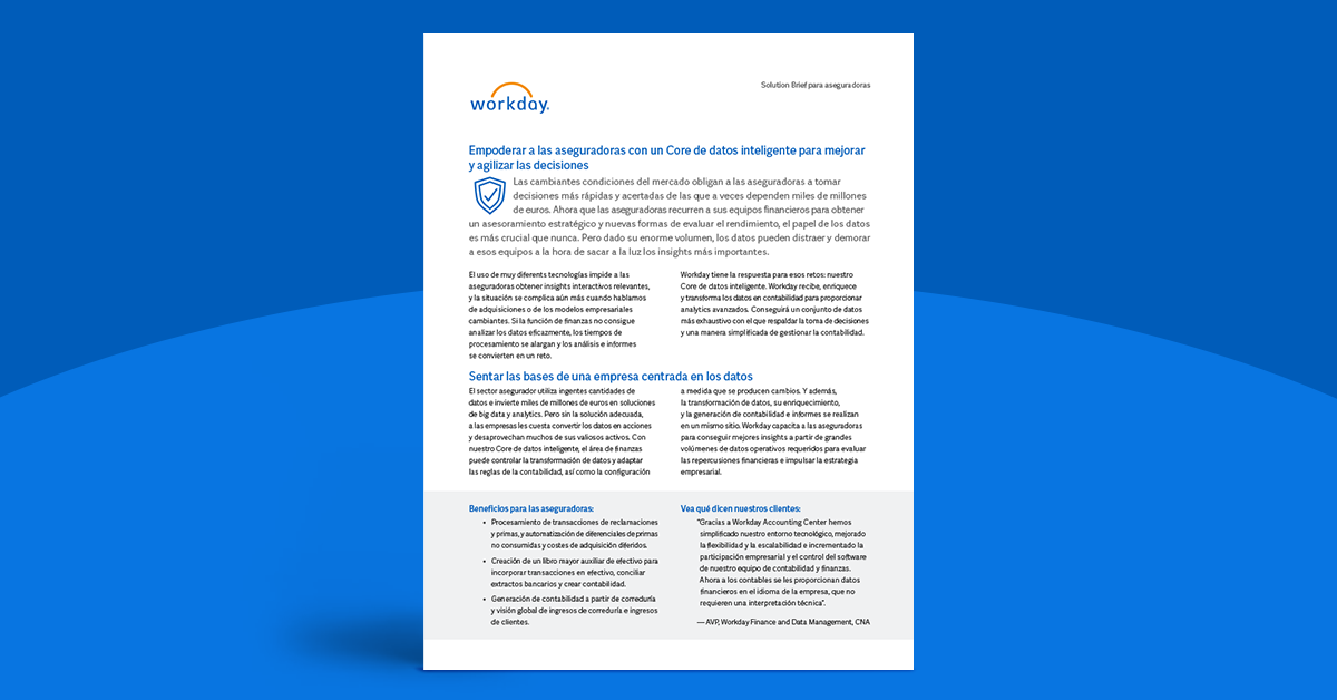 El Core de datos inteligente de Workday ES ayuda a las aseguradoras a ...