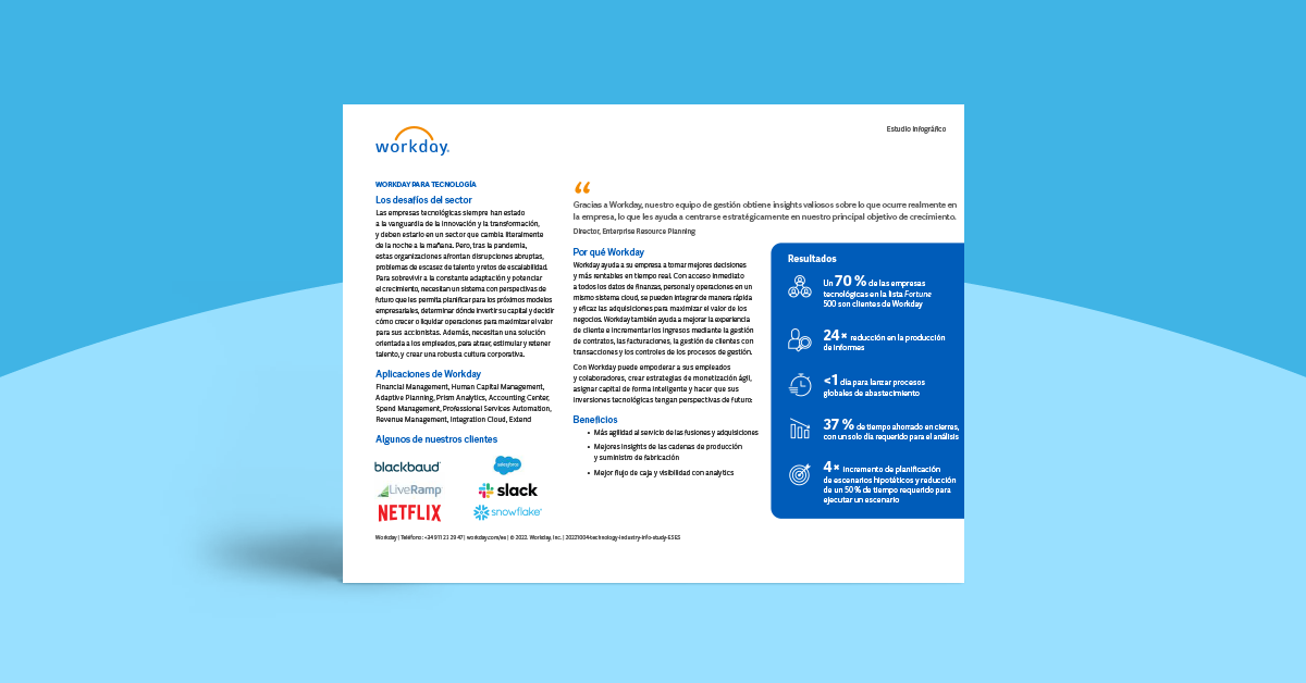 Vea cómo ayuda Workday ES a empresas tecnológicas líderes | Workday ES