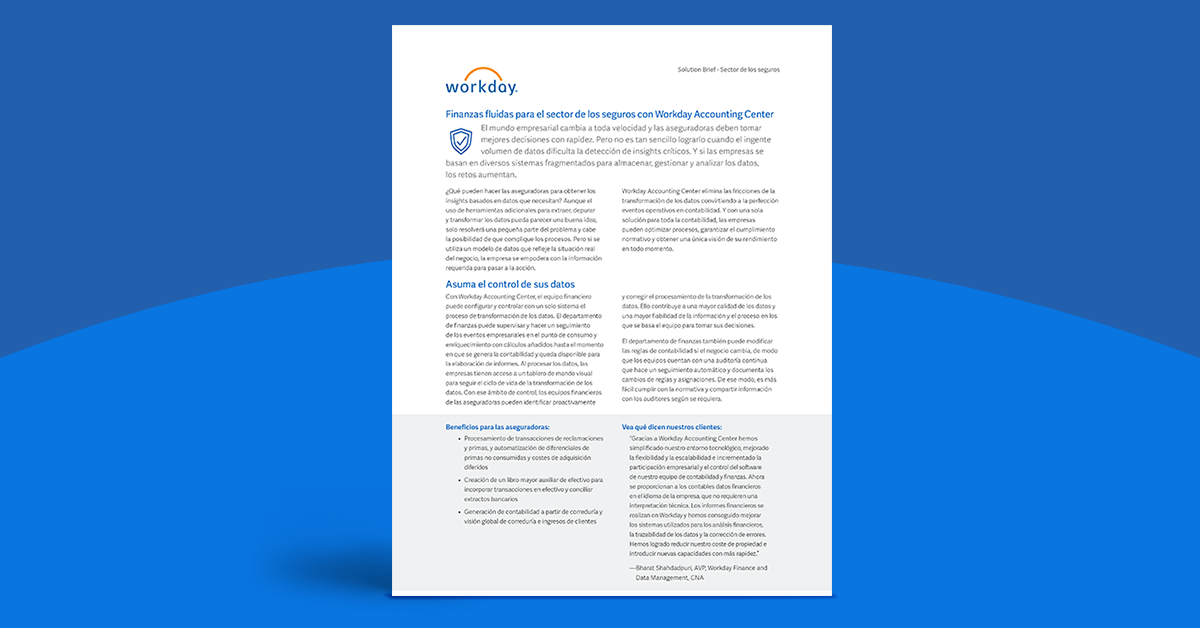 Workday MX Accounting Center para aseguradoras | Workday MX